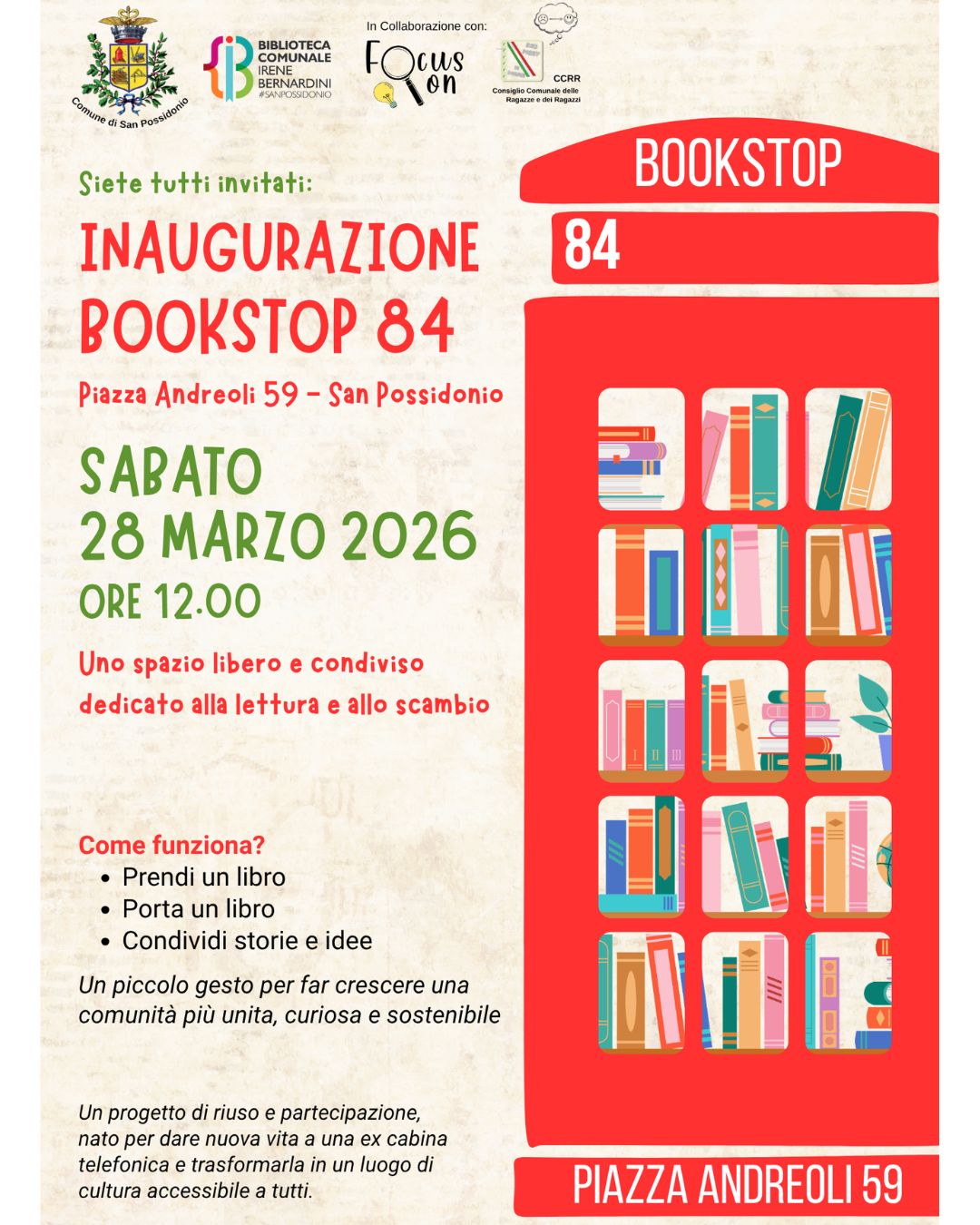 Inaugurazione Bookstop 84 - Comune di San Possidonio